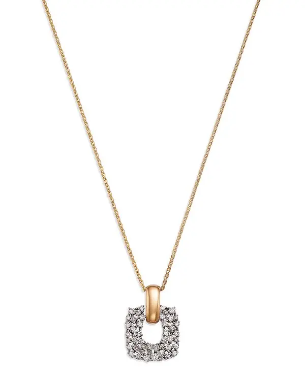 Bloomingdale'S Diamond Cluster Open Pendant Necklace - White/gold