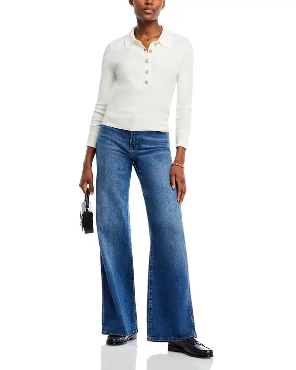 L'Agence Sterling Jewel Button Collared Top - Ivory