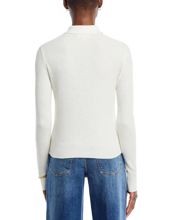 L'Agence Sterling Jewel Button Collared Top - Ivory