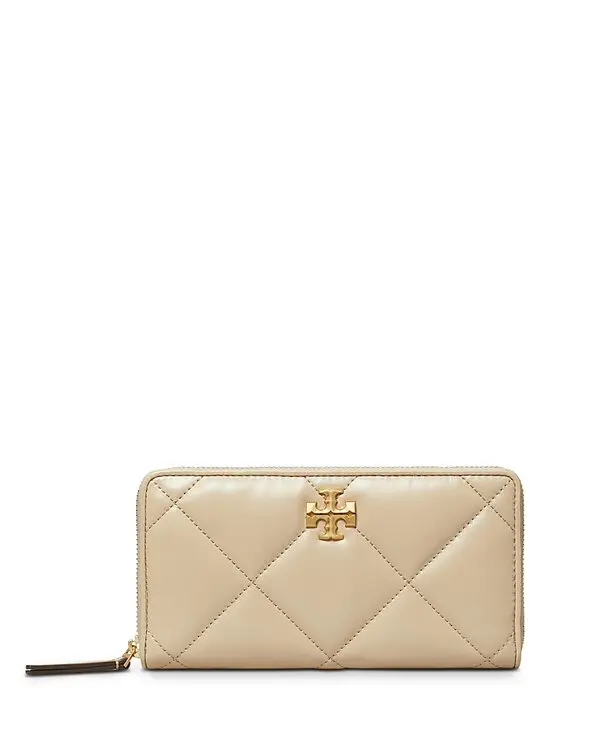 Tory Burch Kira Diamond Quilt Zip Continental Wallet - Light Ston