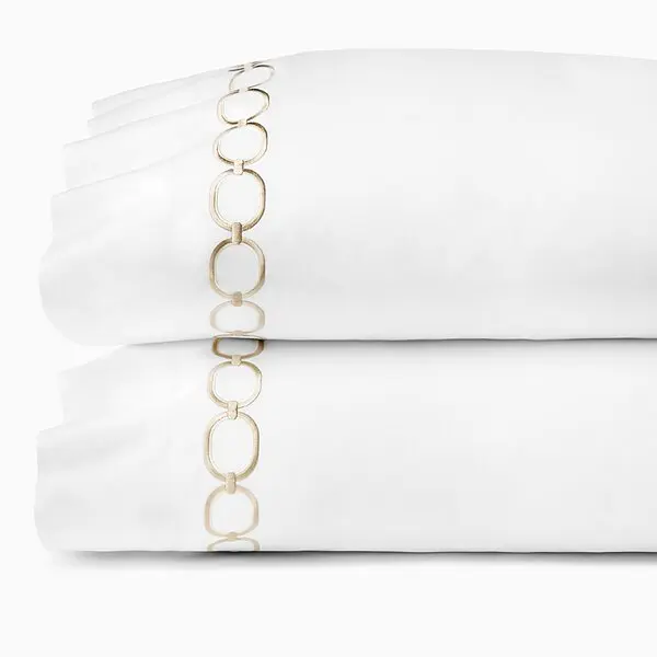 SFERRA Catena Pillowcase, Set Of 2, King - White/sand