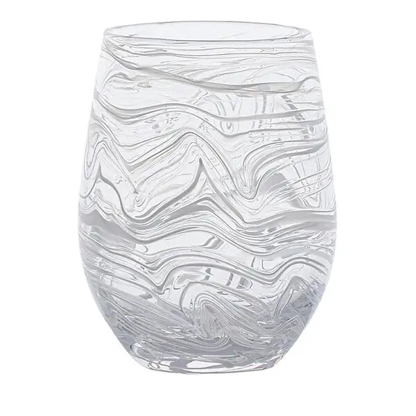 JULISKA Puro Marbled Stemless Wine Glass - Whitewash