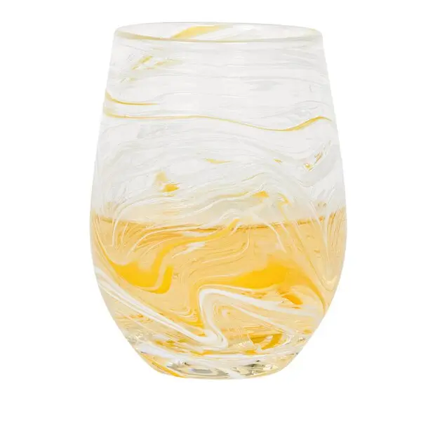 JULISKA Puro Marbled Stemless Wine Glass - Yellow