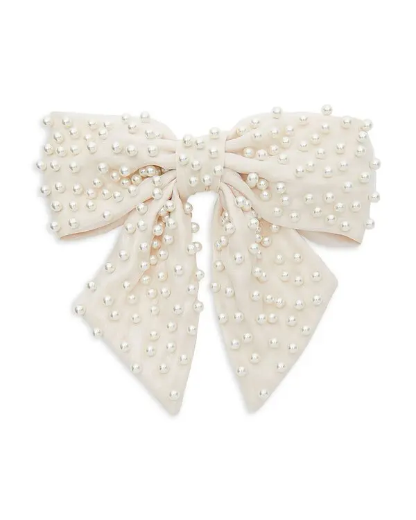 Lele Sadoughi Natalia Faux Pearl Bow Barrette In Ivory - 30 