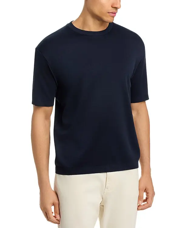 Herno Double Layered Short Sleeve Knit Tee - Blue Navy
