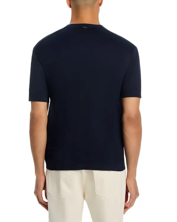 Herno Double Layered Short Sleeve Knit Tee - Blue Navy