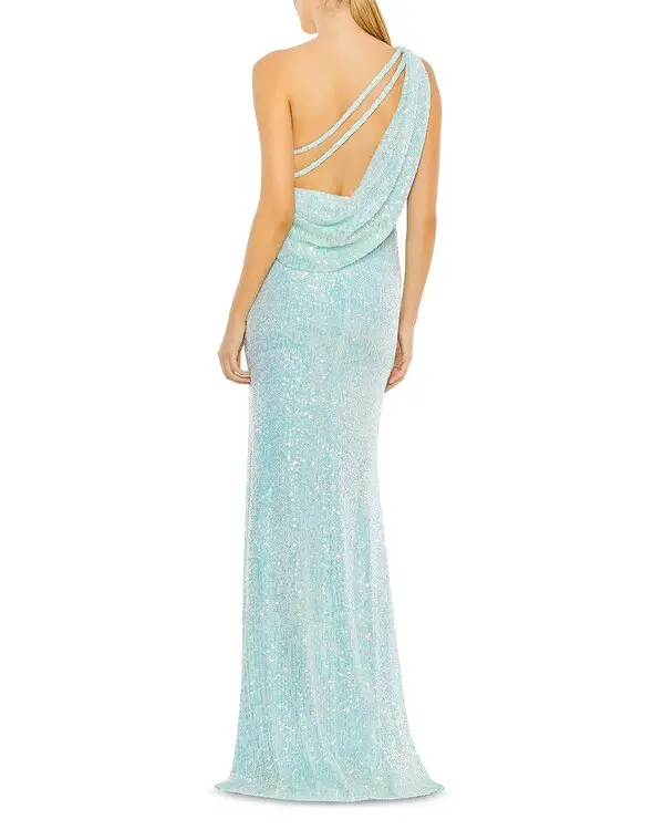Mac Duggal Sequined One Shoulder Gown - Ice Blue
