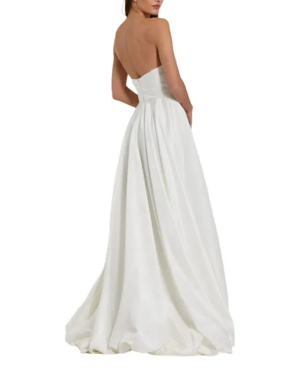 Mac Duggal Strapless Ruched Gown - White