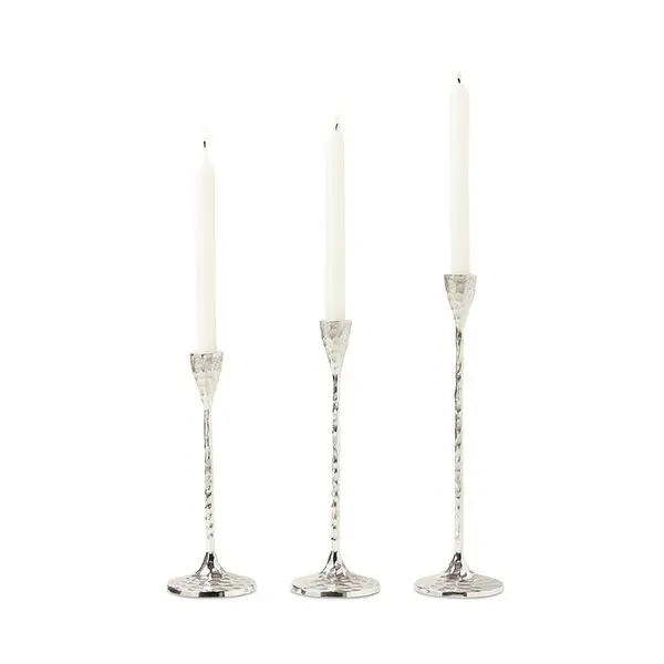 BLUE PHEASANT Alina Candle Holder, Set Of 3 - Silver