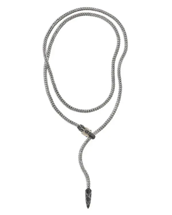 John Hardy Naga Lariat Necklace - Black/silver