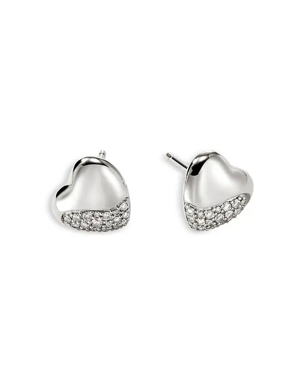 John Hardy Pebble Diamond Heart Stud Earrings