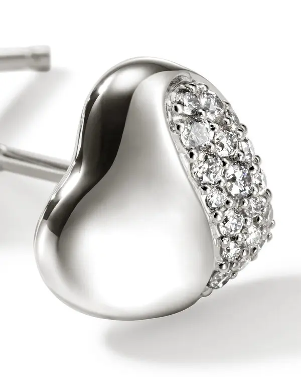 John Hardy Pebble Diamond Heart Stud Earrings