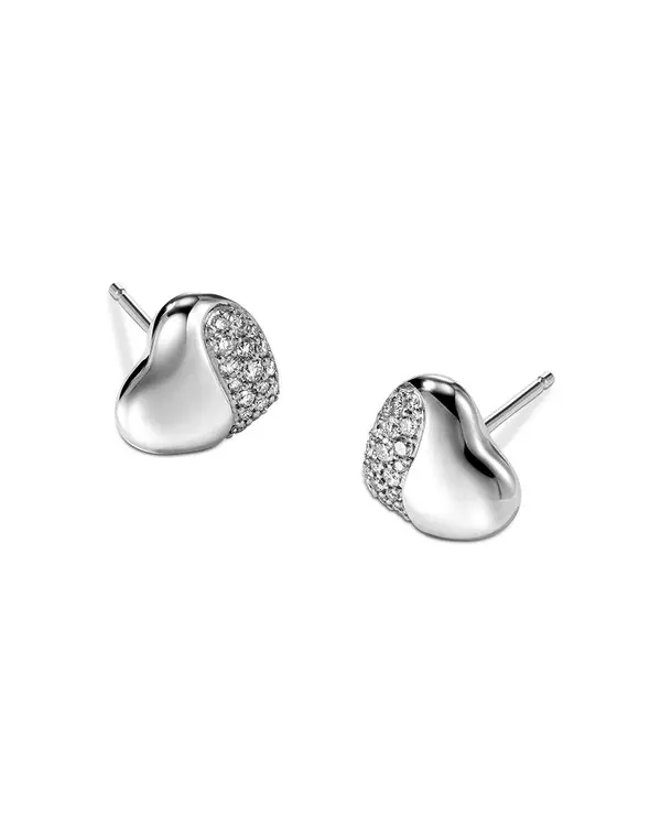John Hardy Pebble Diamond Heart Stud Earrings