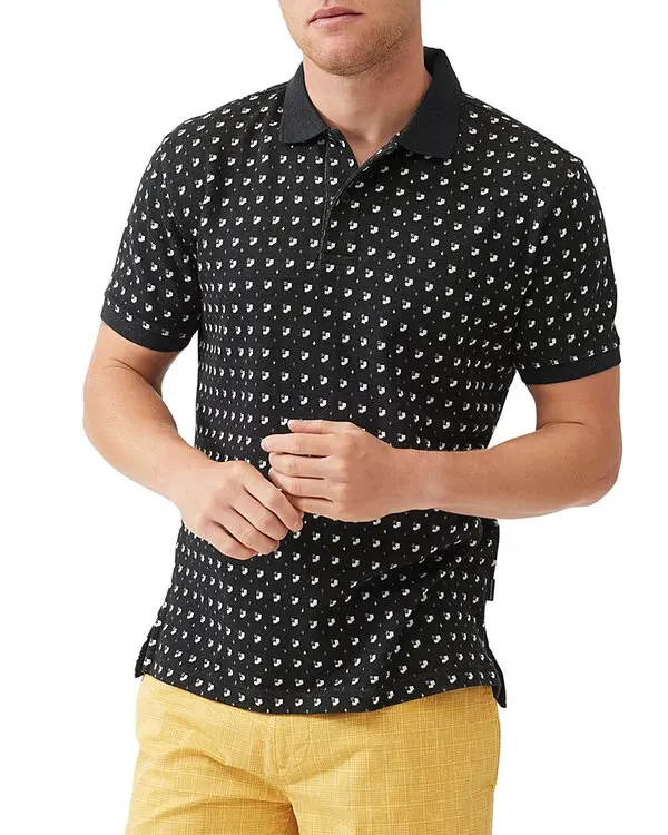 Rodd & Gunn Five Roads Cotton Printed Polo Shirt - Onyx