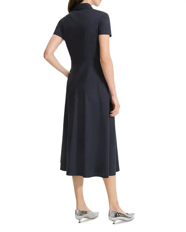 Theory Linen-blend Short-sleeve Midi Shirt Dress - Concord