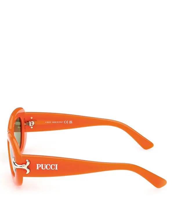 Emilio Pucci 52mm Geometric Sunglasses - Orange/green Solid