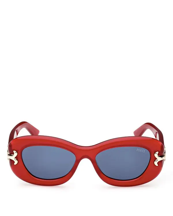 Emilio Pucci 52mm Geometric Sunglasses - Red/blue Solid