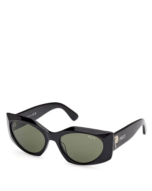 Emilio Pucci Geometric Sunglasses, 55mm - Black/green Solid
