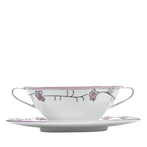 SERAX Marni Dark Viola Soup Bowl With Handles & Saucer