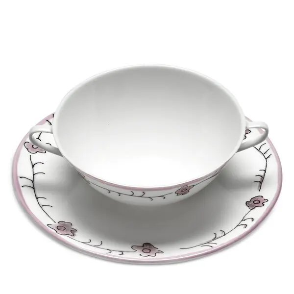 SERAX Marni Dark Viola Soup Bowl With Handles & Saucer