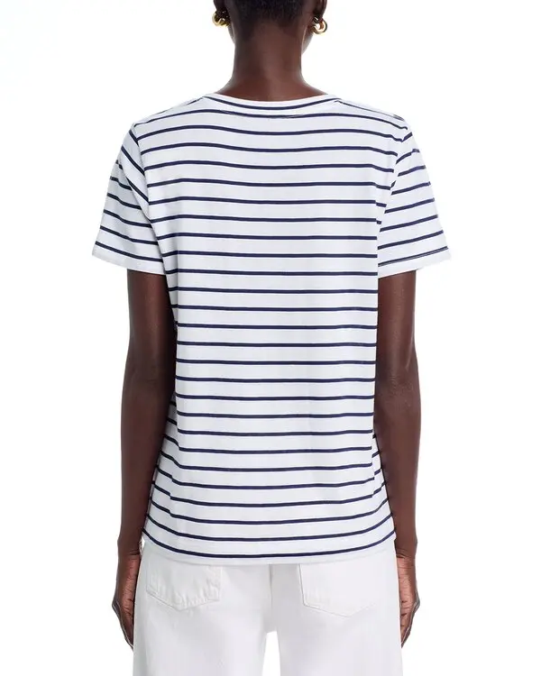 Vineyard Vines Striped V-neck Cotton Tee - Blue Stripe