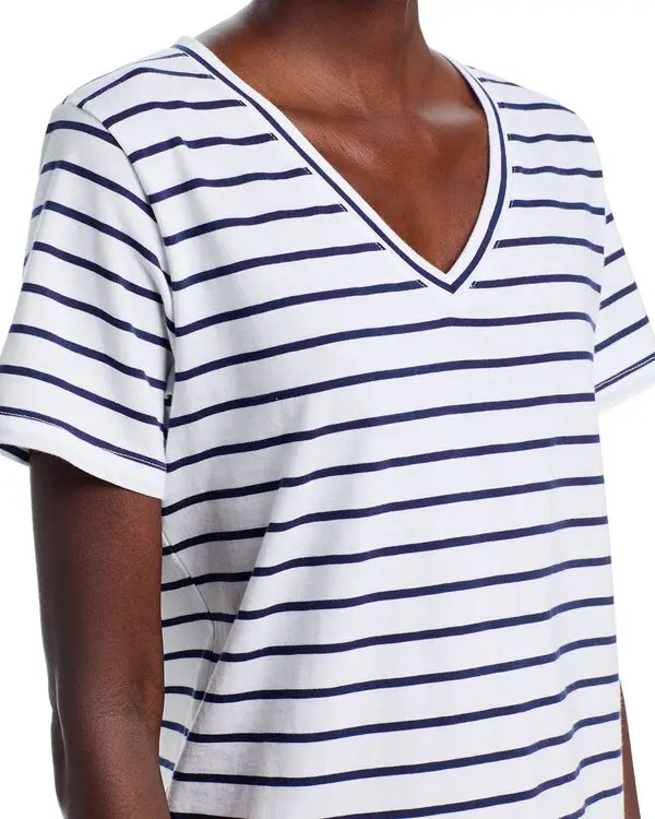 Vineyard Vines Striped V-neck Cotton Tee - Blue Stripe