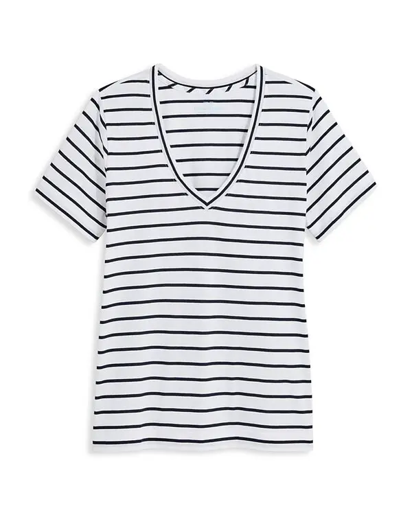 Vineyard Vines Striped V-neck Cotton Tee - C B.str