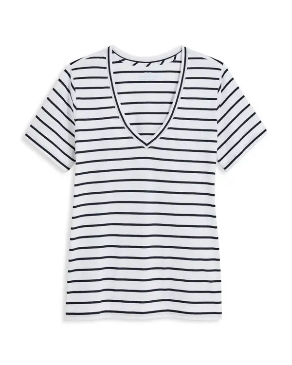 Vineyard Vines Striped V-neck Cotton Tee - C B.str