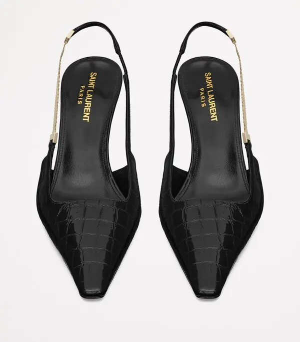 Saint Laurent Leather Aston Slingback Pumps 75