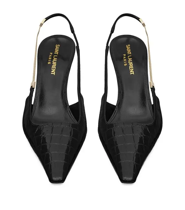 Saint Laurent Leather Aston Slingback Pumps 75