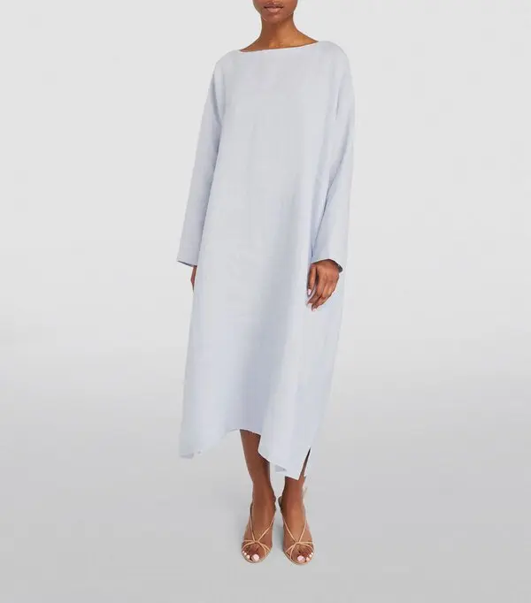 Eskandar Linen A-Line Scoop-Neck Dress In Purple - 50% Off | Editorialist