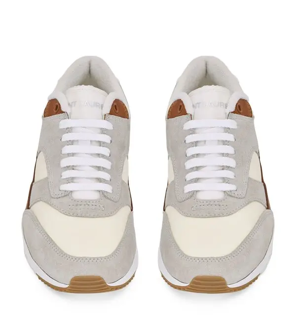 Saint Laurent Suede-trim Bump Sneakers - White