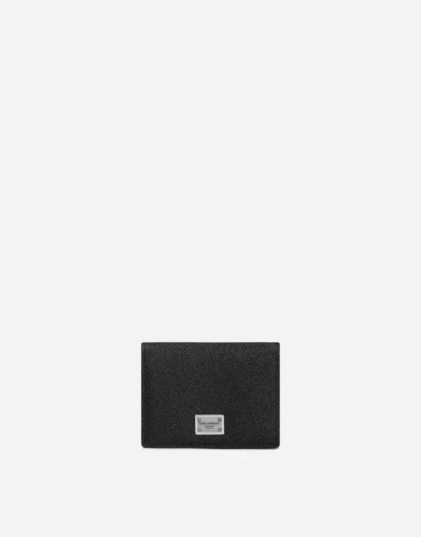 Dolce & Gabbana Calfskin Card Holder With Branded Plate - Black