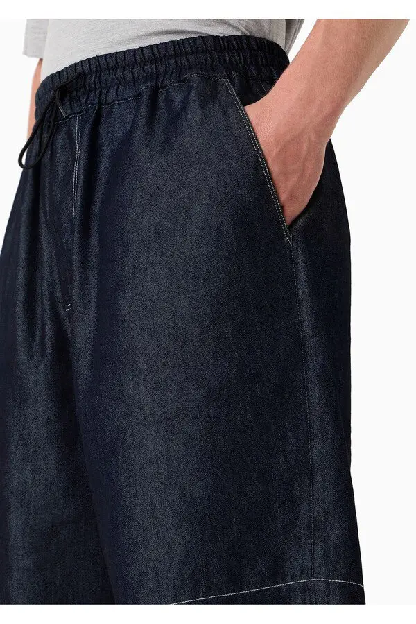 Giorgio Armani Denim Collection Cotton And Silk Denim Bermuda Shorts