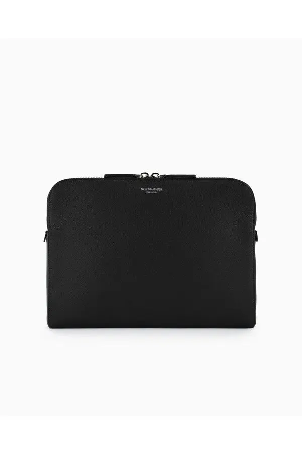Giorgio Armani Leather Document Holder - Black
