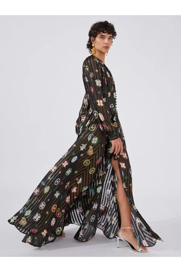 silk lurex dress Hayley Menzies Esmeralda Silk Lurex Volume Gown In Black - 50% Off