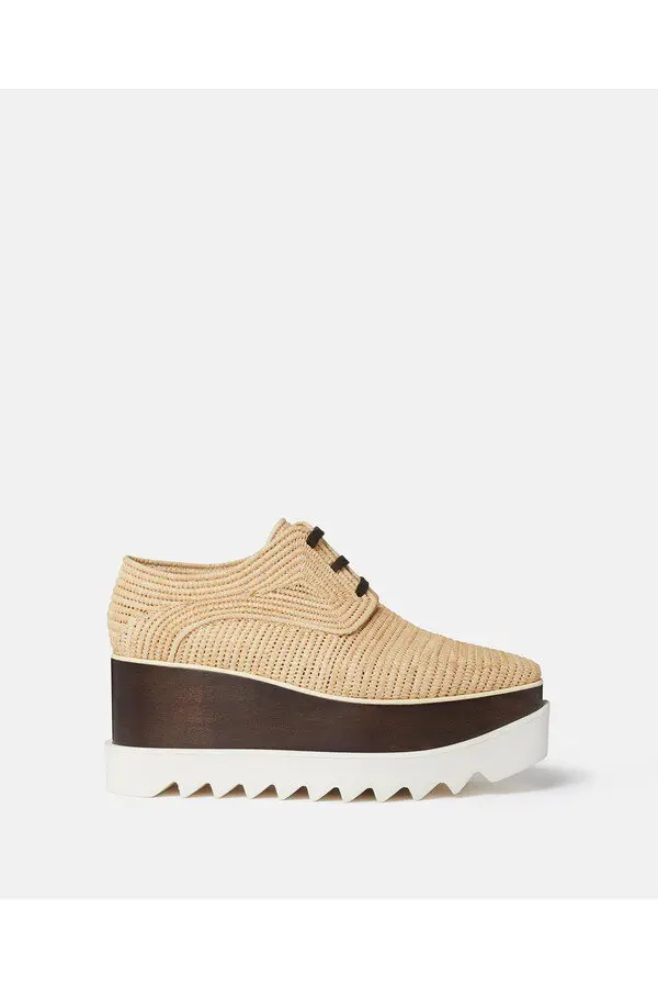 Stella McCartney Elyse Raffia Platform Shoes - Beige