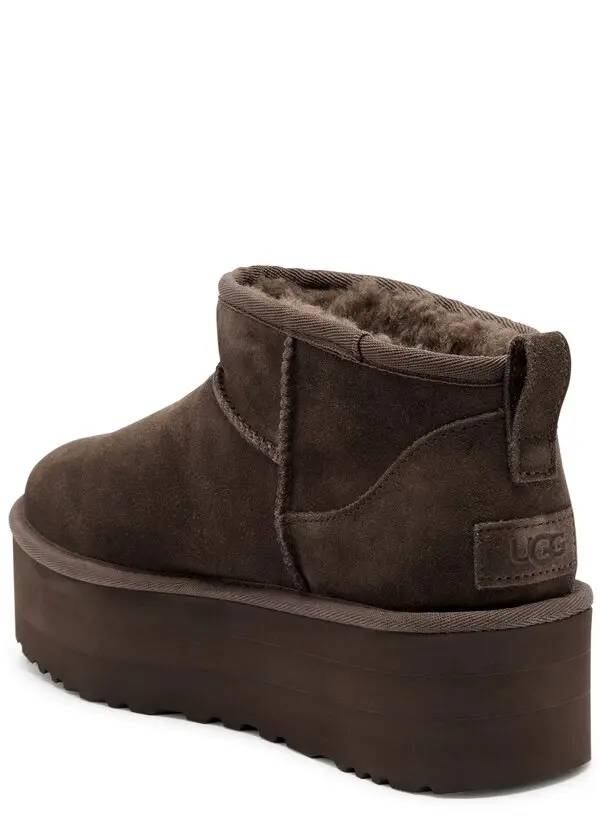 UGG Classic Ultra Mini Suede Flatform Boots - Brown