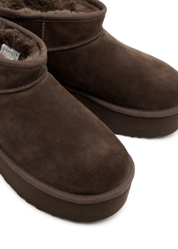 UGG Classic Ultra Mini Suede Flatform Boots - Brown