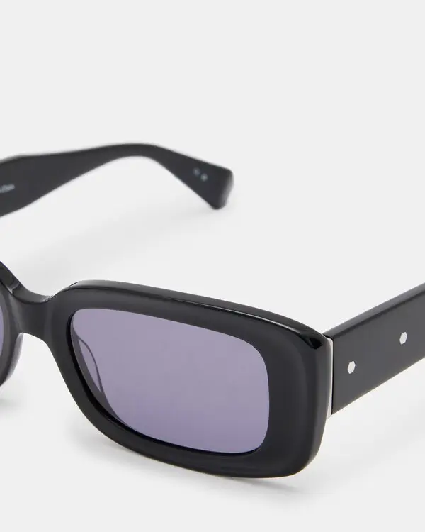 Allsaints Sonic Rectangle Sunglasses In Gloss Black - 50  display picture 2