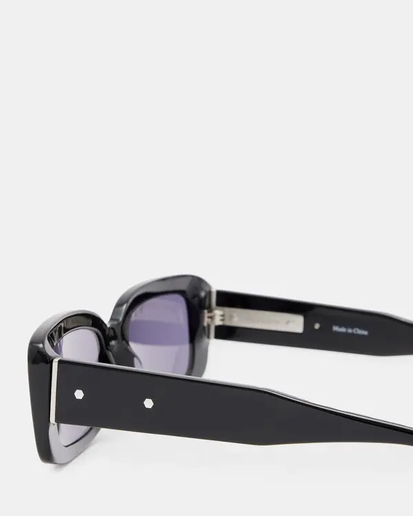 Allsaints Sonic Rectangle Sunglasses In Gloss Black - 50  display picture 3