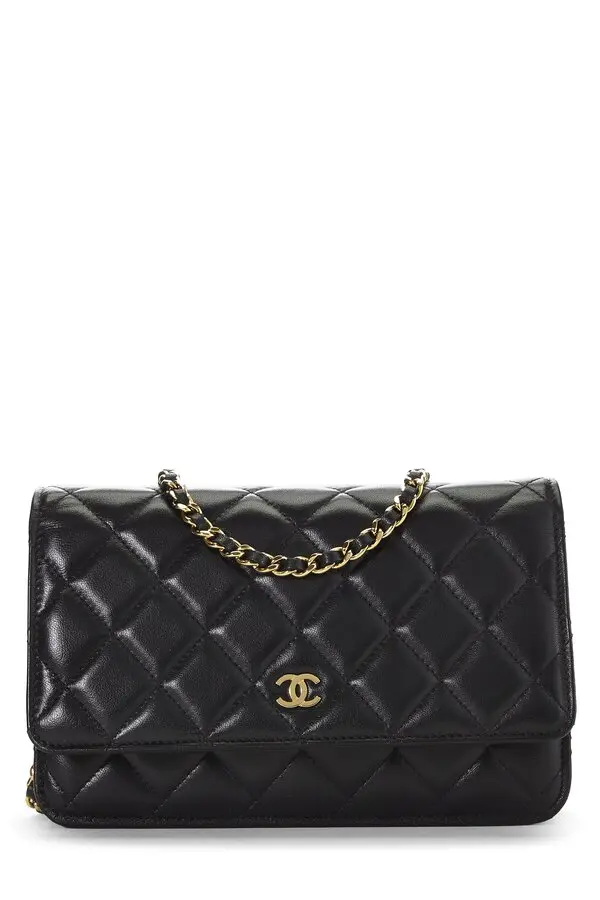 Chanel Quilted Lambskin Wallet On Chain - Black
