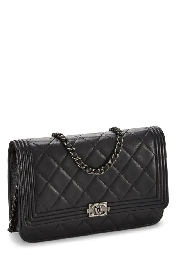 Chanel Quilted Lambskin Wallet On Chain - Black