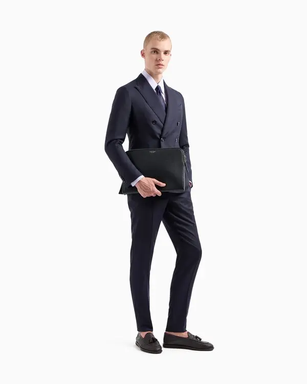 Giorgio Armani Napoli Line Double-breasted Cashmere And Silk Suit - Blue