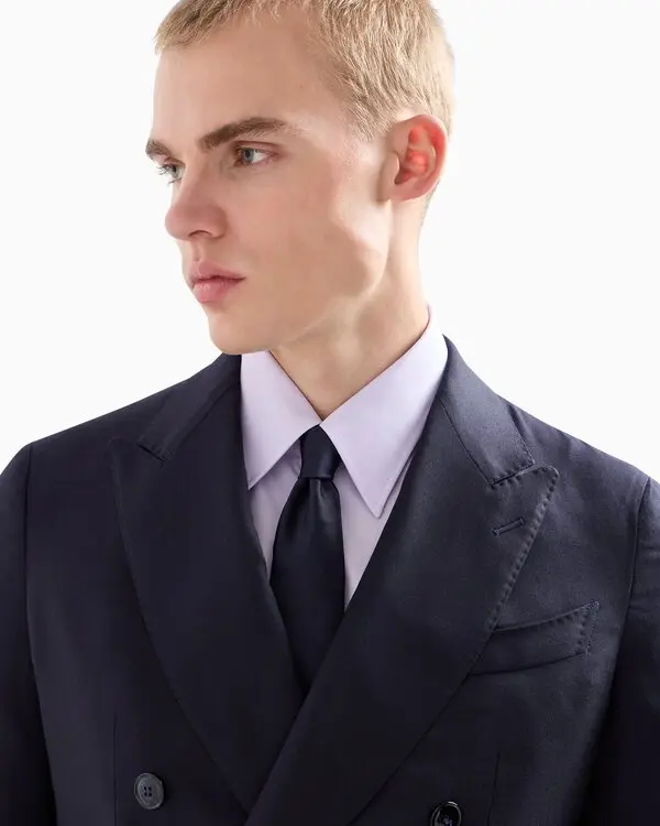 Giorgio Armani Napoli Line Double-breasted Cashmere And Silk Suit - Blue