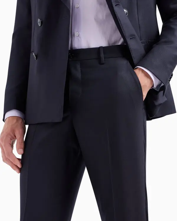Giorgio Armani Napoli Line Double-breasted Cashmere And Silk Suit - Blue