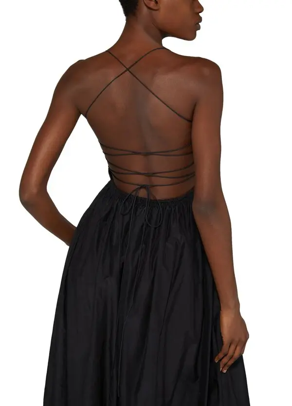Matteau Shirred Lace Up Dress - Black | Editorialist