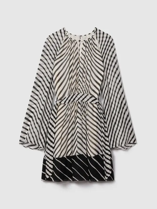 REISS Striped Mini Dress With Cut-out Detailing