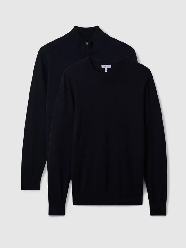 REISS Merino Wool Jumper Pack - Navy