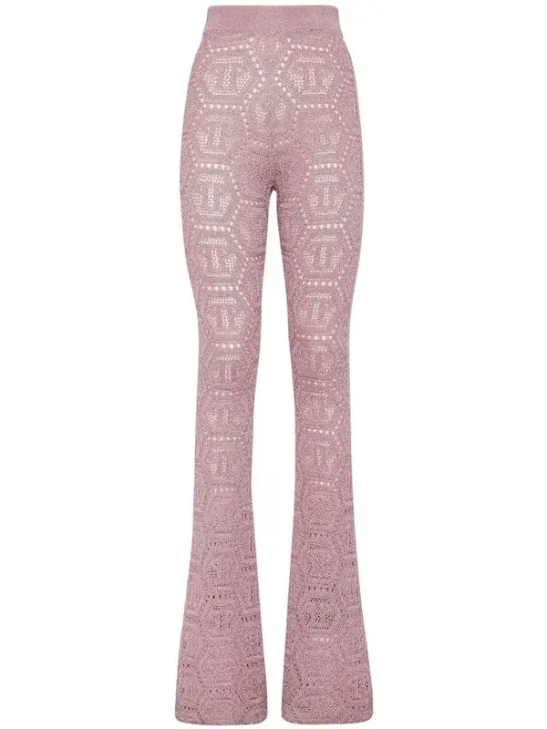 Philipp Plein Monogram-pattern Open-knit Trousers - Pink